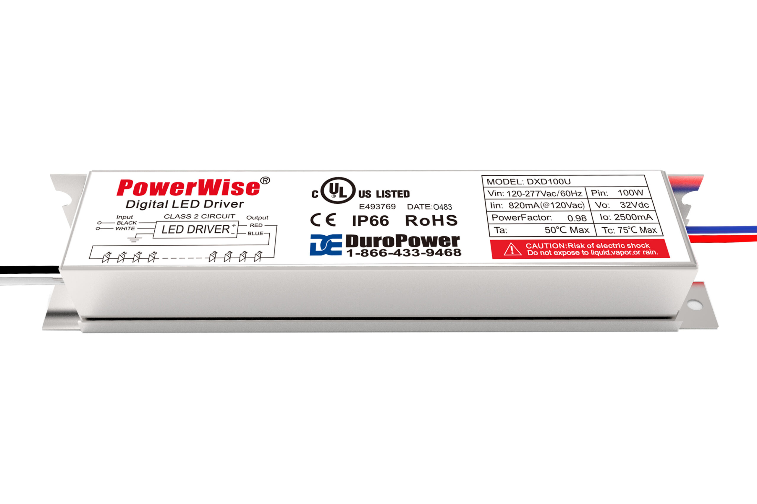PowerWise 100W LED Driver with 32-48VDC Output and Universal Input ...
